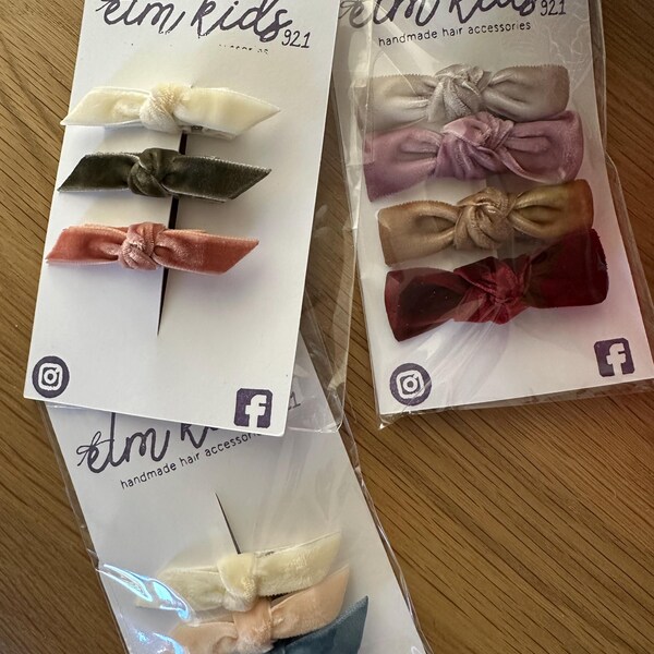 Small Velvet Fully Lined Barrettes, Baby Barrettes, Toddler Barrette ...