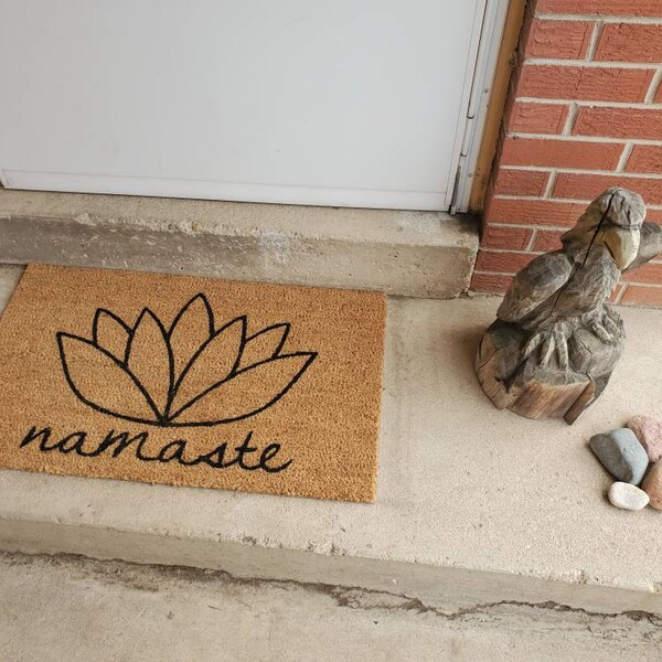Namaste Doormat, Yoga Doormat Flower, Outdoor Welcome Mat, Housewarming ...