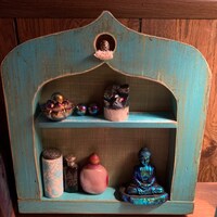 Wooden Curiosity Shrine Niche Shelf, Moroccan Style Curio Shelf for ...