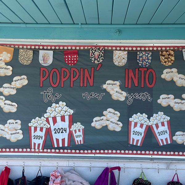 New Year Bulletin Board | Popcorn Bulletin Board | New Year Classroom ...