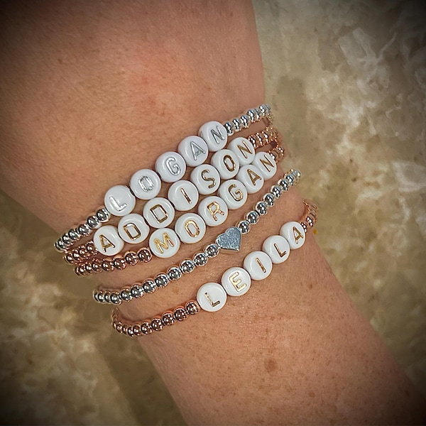 Colorful Letter Bead Bracelets 14k Gold Bead Bracelets Name Bracelets ...