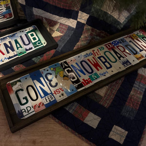 Custom Rustic Empty Wood License Plate Display Frame With Key Hooks ...