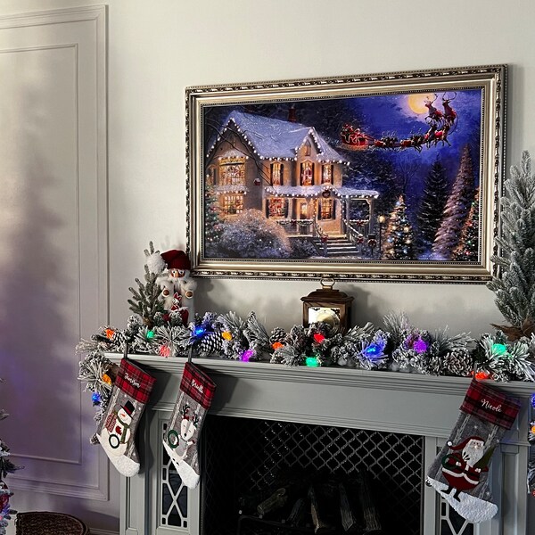 Samsung Frame TV Art Christmas Night Santa Reindeer Sleigh Vintage Art ...
