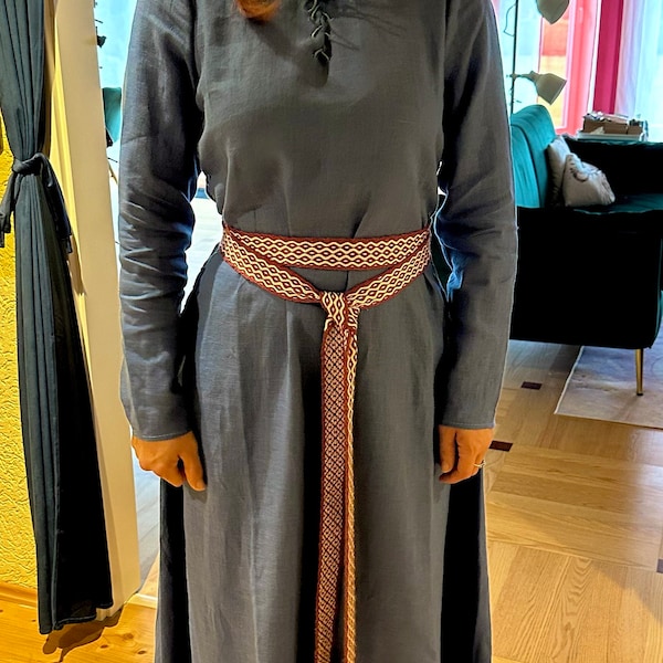 Cotte Simple | Medieval Wide Linen Tied Laced Dress With Binding on ...