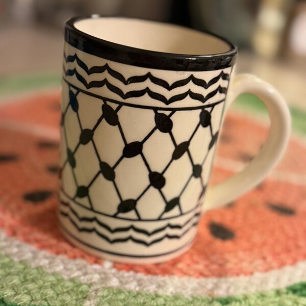 Palestine Kuffiyeh Pottery Coffee Cups Set of 6 Ceramic Handmade in ...