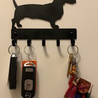 Dachshund Key Rack Hanger/ Dog Leash hooks Metal Art 6 inches wide made ...
