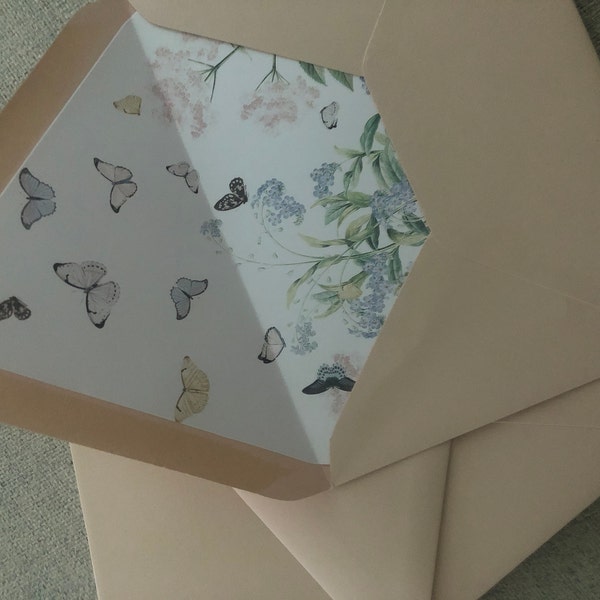 Butterfly Envelope Liners, Modern Wedding Invitation Envelopes, Floral ...