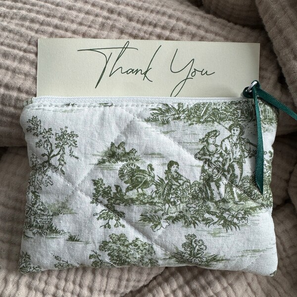 Makeup Pouch – Quilted Toile De Jouy Cosmetic Bag | Small Pouch, Key ...