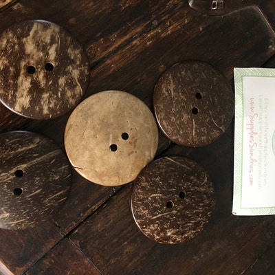 5 Large Wooden Buttons 1.5 Inch 38mm Wood Buttons Coconut Wood B13837 ...