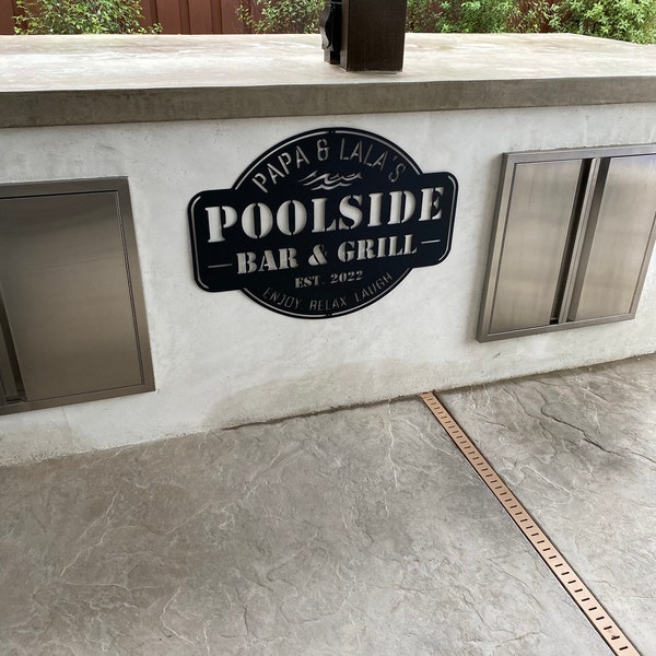 Custom Name Poolside Bar and Grill Metal Sign,pool and Bar, Tiki Bar ...
