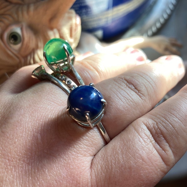 Large Intense Blue Lab Quartz in Sterling Silver Cocktail Ring 8.9ct ...