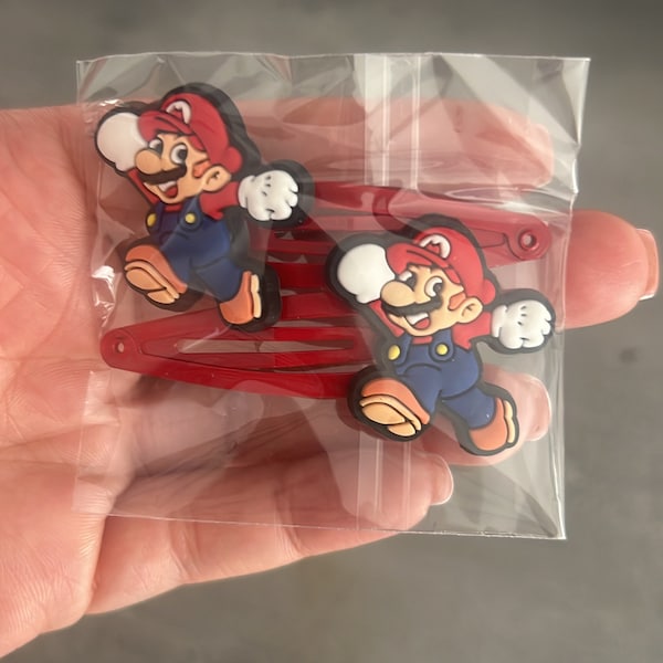 Super Mario Figure Snap Hair Clips - Pack of 2 - Mario - Red - Etsy UK