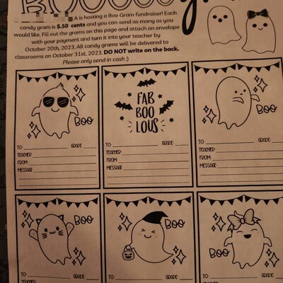 PTA PTO Boo Gram Fundraiser Flyer Template, School Fundraiser Ideas ...
