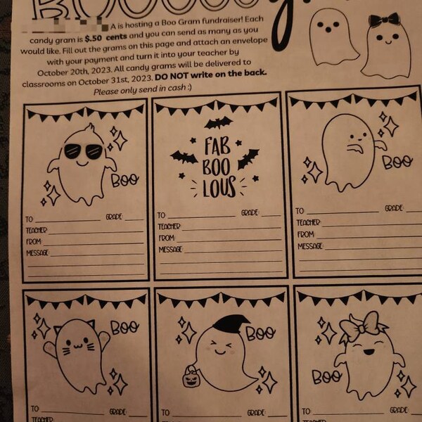 PTA PTO Boo Gram Fundraiser Flyer Template, School Fundraiser Ideas ...