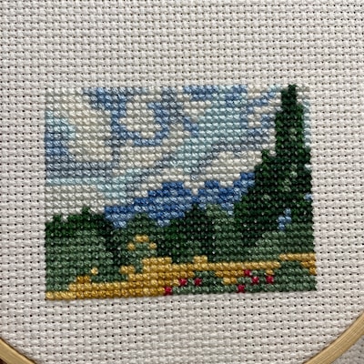 Wheatfield With Cypresses Cross Stitch Pattern, Van Gogh Mini Cross ...