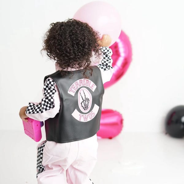 Terrible Twos Birthday, Vest With PINK Patches, 2nd Birthday Outfit ...