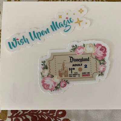Disneyland Admission Ticket Sticker/ Retro Floral Disney Laptop ...