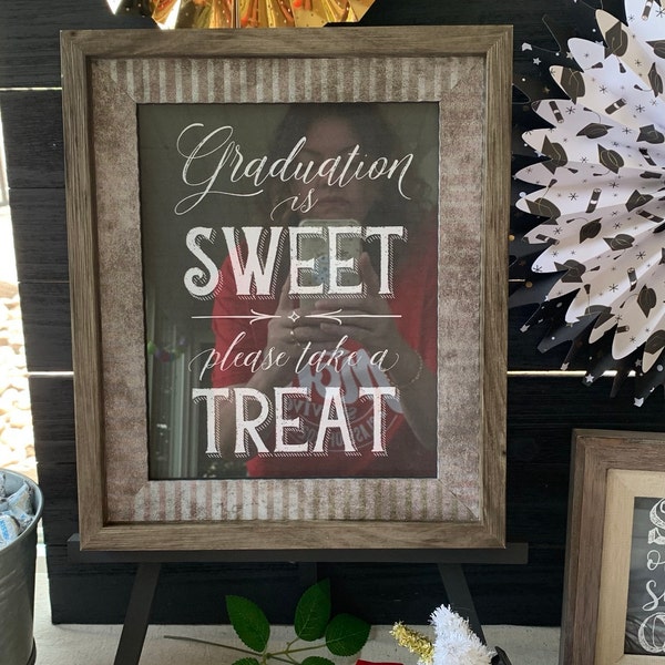 Graduation is Sweet Take A Treat Sign PRINTABLE, Chalkboard Treat Bar ...