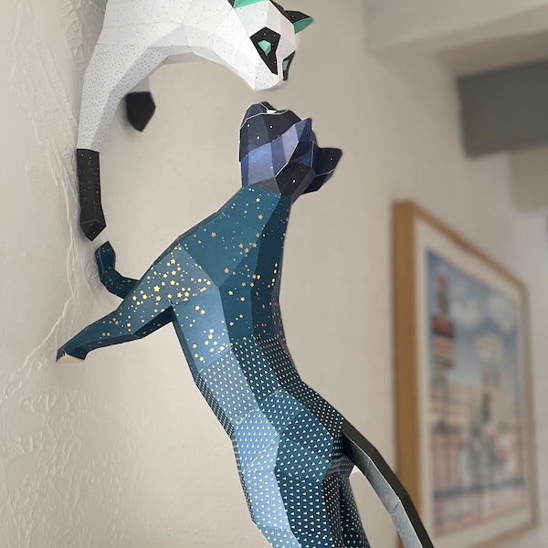 Papercraft Cats PDF Templates (couple), DIY Low Poly Papercraft: Make ...