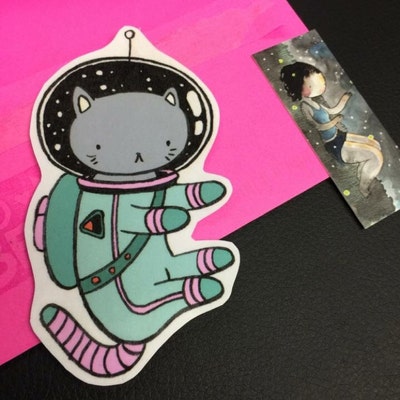Space Cat Vinyl Sticker - Etsy