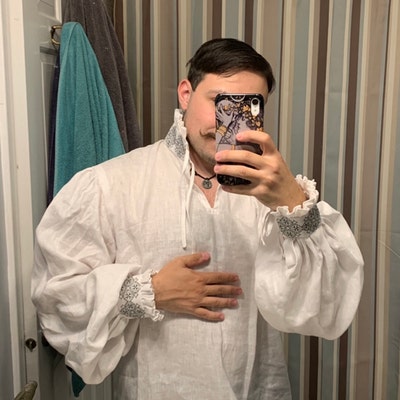 Ladies' Elizabethan Embroidered White Linen Partlet Blouse - Etsy