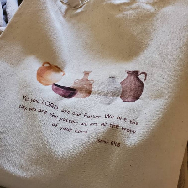 We Are the Clay Canvas Scripture Tote Bag, Christian Tote Bags ...