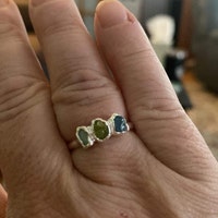 Lucky Stone Ring Raw Stone Silver Ring Multi Stone Crystal and Copper ...