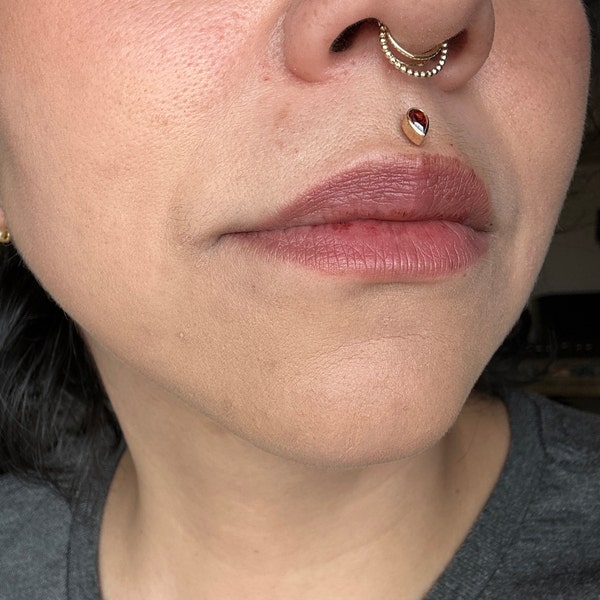 Stacked Septum Ring, Solid Gold Septum Jewelry, Septum Piercing, Beaded ...