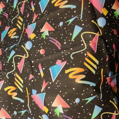 1980s Fabric Stuck in the 80s by Rosetipitinodesigns Black Neon Retro ...