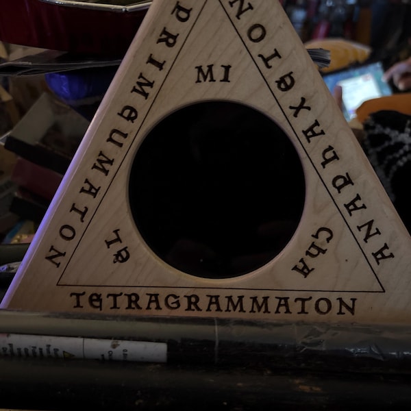 Hekate Triangle - Engraved Hardwood With Glass Scrying Mirror - Etsy