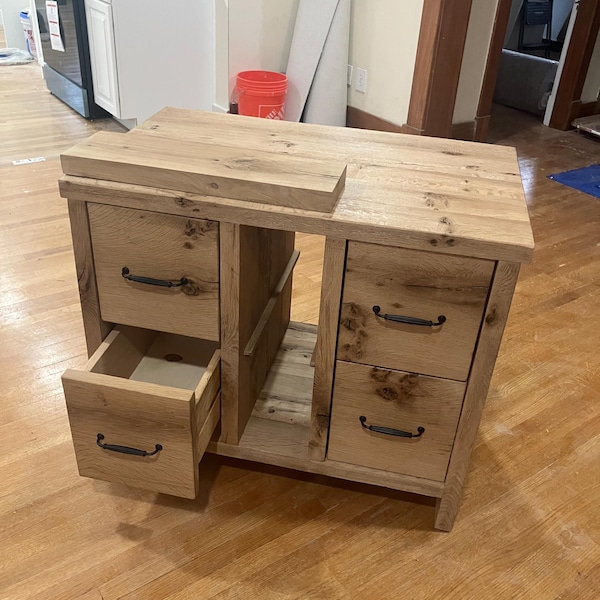 Reclaimed Rustic Bathroom Wood Vanity Unit for Stone Sink, Barn Wooden ...