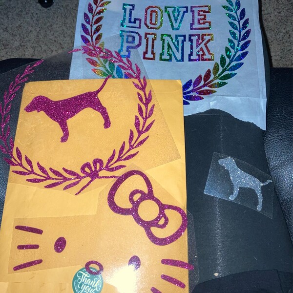 PINK Iron on Transfer, Pink Decal, Pink Iron on Decal, PINK VS, Love ...