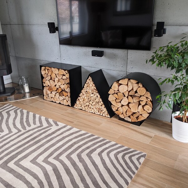 Log Holder Fire Wood Burner Store 60cm Round Black Durable Heavy Duty ...