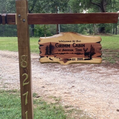Live Edge Wood Sign Wooden Cedar Carve Cabin Outdoor Sign Custom Wood ...