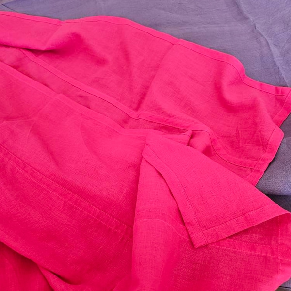 Fuchsia Linen Sheet Set 1 Flat Sheet and 1 Fitted Sheet and 2 ...