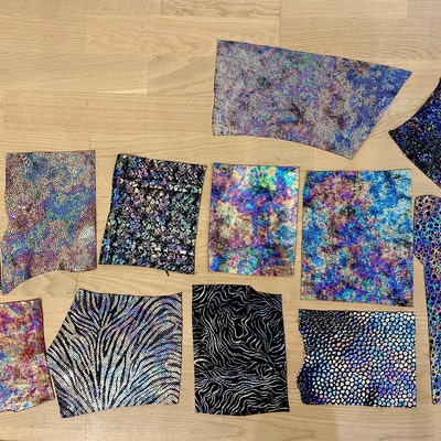 Mix HAIR on LEATHER Hide Scraps, Mix of Different Colors / Textures, 10 ...