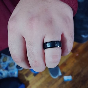 Black Wedding Ring Circuit Board Design 8mm Black Hammered | Etsy