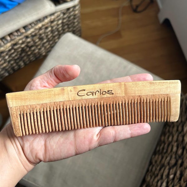 Wooden Comb for Men Hair Comb Personalized Beard Neem Comb Custom for ...