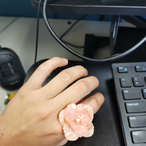 Pink Cherry Blossom Ring, Dried Real Flower Rings, Pressed Fresh Flower ...