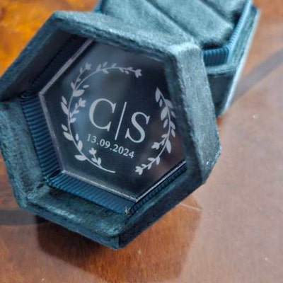 Personalized Velvet Ring Box, Wedding Ring Box, Engagement Ring Box ...