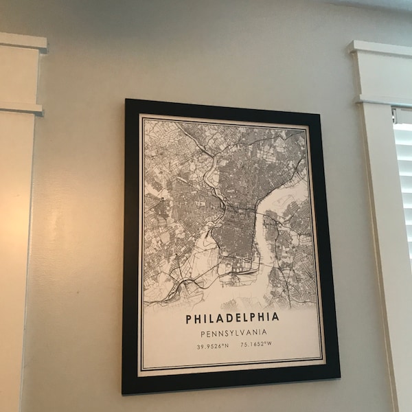 Philadelphia Map Print Poster Canvas | Pennsylvania Map Print Poster ...