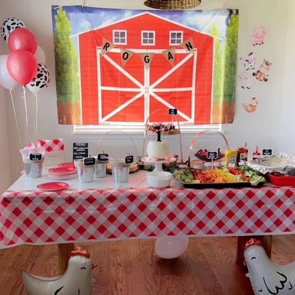 Farm Animals Birthday Banner Barnyard Animals Party Supplies Baby ...