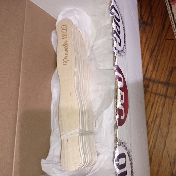 25 Fan Sticks Custom Engraved, 8 Inch Wooden Wavy Wedding Fan Sticks ...