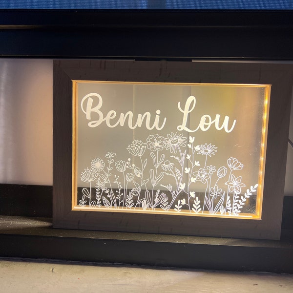 Garden and Floral LED Photo Frame Lamp | Personalized Light-up Name ...