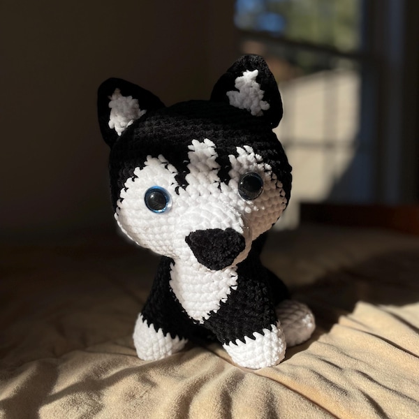 Crochet Dog Pattern Bobo the Husky Puppy Plushie. Amigurumi Dog Pattern ...