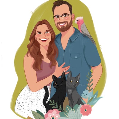 Custom Portrait Cartoon Portrait Custom Illustration Custom - Etsy