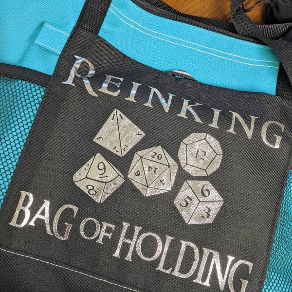 Bag of Holding Custom Zippered Tote Bag in Holographic Vinyl Gamer Tote ...