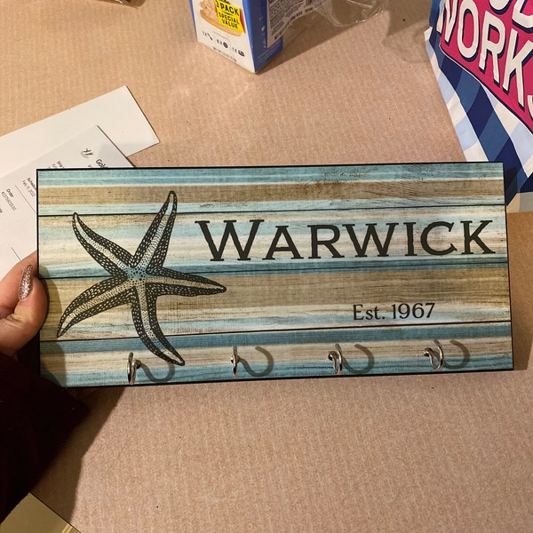 Beach House Key Holder for Wall, Personalized Key Hanger, Starfish ...