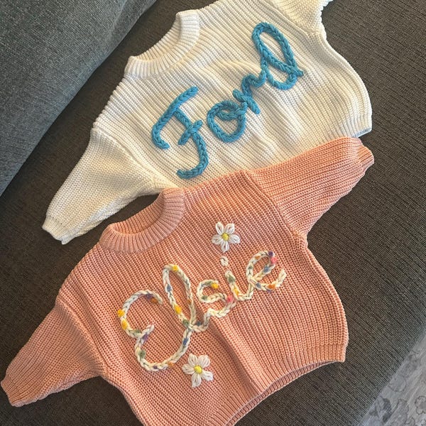 Hand Embroidered Sweater First Birthday Sweater,personalized Baby ...
