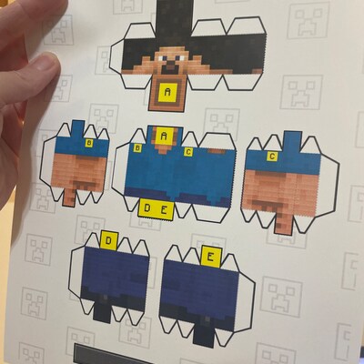 Printeable Set of Minecraft Steve Alex Creeper Figures and Blocks to ...